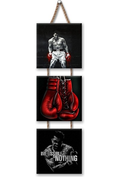 Hero Tasarım Muhammed Ali 3 Parça Ipli Mdf TABLOTLH1099 Hero Tasarım Muhammed Ali 3 Parça Ipli Mdf TABLOTLH1099