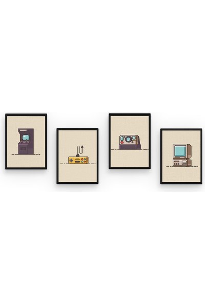 Hero Tasarım 80'ler Oyun 4 Parça Mdf TABLOTGTB1202 Hero Tasarım 80'ler Oyun 4 Parça Mdf TABLOTGTB1202