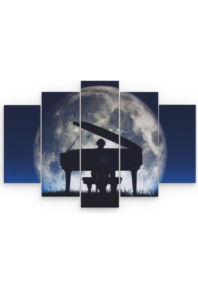 Hero Tasarım Ay ile Piyano 5 Parça Mdf TABLOTGTB571