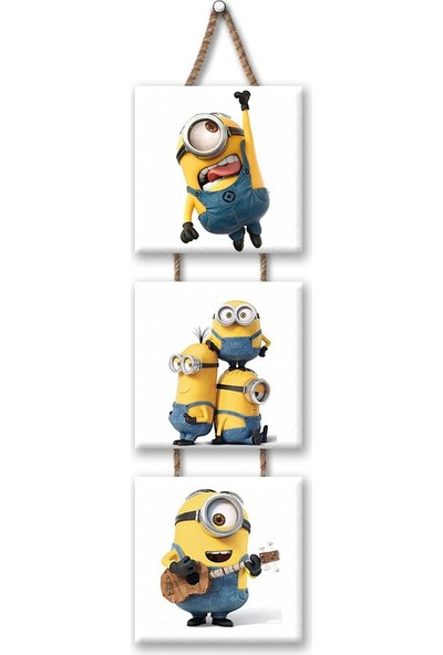 Hero Tasarım Minion 3 Parça Ipli Mdf TABLOTLH2659