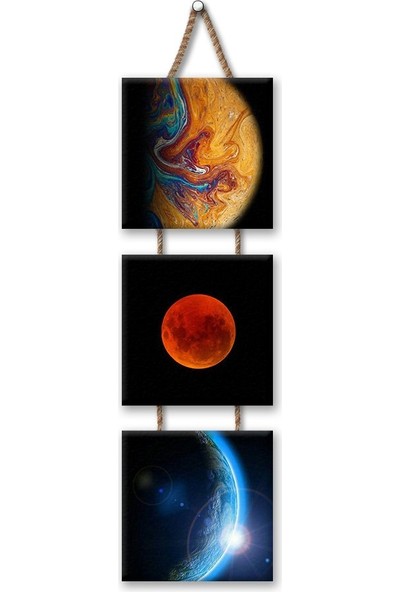 Hero Tasarım Gezegenler 3 Parça Ipli Mdf TABLOTLH2662