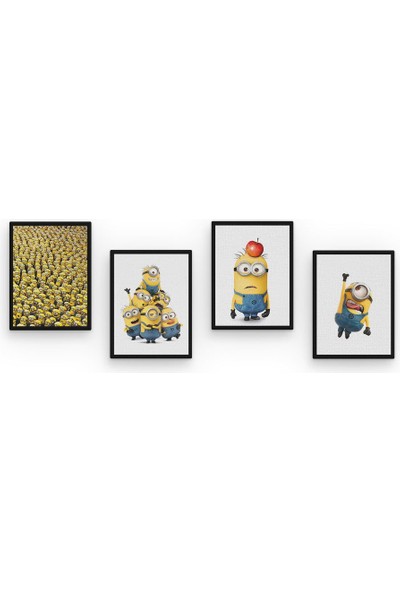 Hero Tasarım Minions 4 Parça Mdf TABLOSLA563