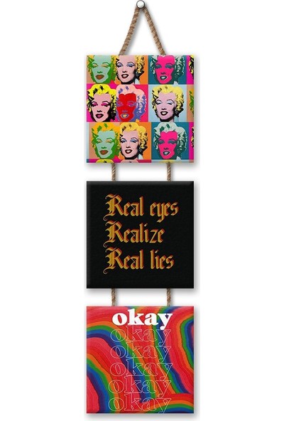 Hero Tasarım Pop Art 3 Parça Ipli Mdf TABLOTLH2602