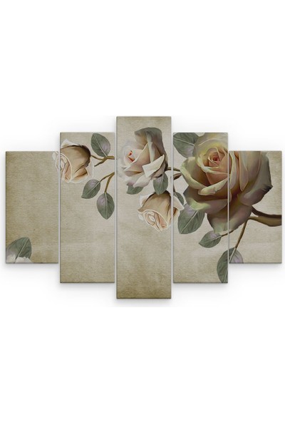 Hero Tasarım Beyaz Gül 5 Parça Mdf TABLOTGTB550