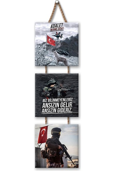 Hero Tasarım Asker 3 Parça Ipli Mdf TABLOTLH1015