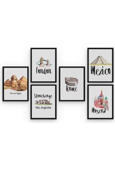 Hero Tasarım Istanbul 6 Parça Mdf TABLOGMZ429