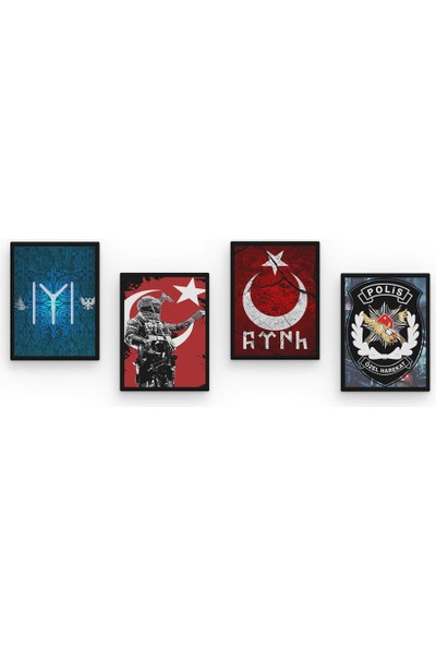 Hero Tasarım Milli 4 Parça Mdf TABLOSLA642