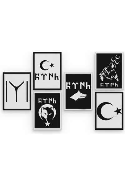 Hero Tasarım Ülkücü Işaretleri 6 Parça Mdf TABLOGMZ499