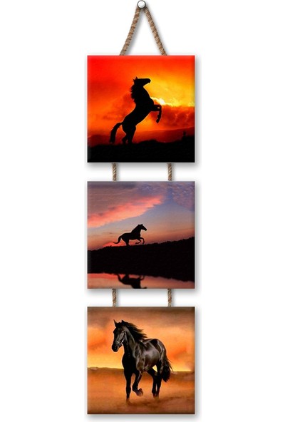 Hero Tasarım At 3 Parça Ipli Mdf TABLOTLH1013