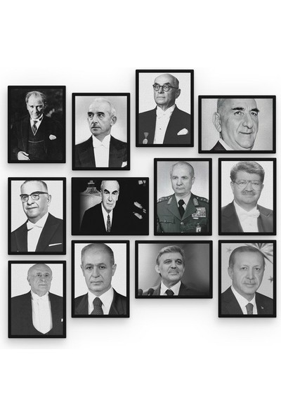 Hero Tasarım Türkiye Cumhurbaşkanları 12 Parça Mdf TABLOTGTB651