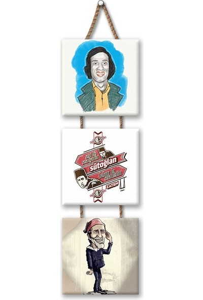 Hero Tasarım Kemal Sunal 3 Parça Ipli Mdf TABLOTLHT192