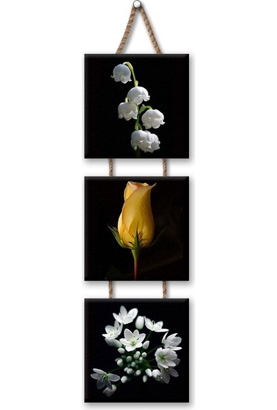 Hero Tasarım Çiçek 3 Parça Ipli Mdf TABLOTLH1571