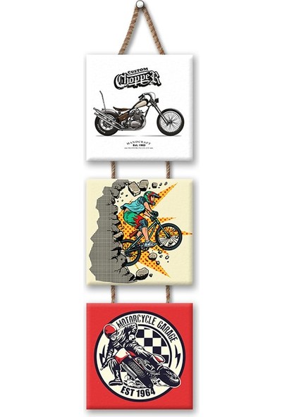 Hero Tasarım Motorsiklet 3 Parça Ipli Mdf TABLOTLHT227