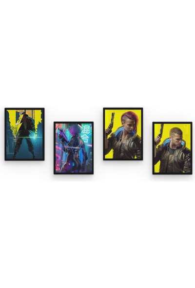 Hero Tasarım Cyberpunk 4 Parça Mdf TABLOSLA586