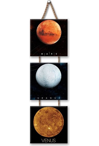 Hero Tasarım Gezegenler 3 Parça Ipli Mdf TABLOTLH1048