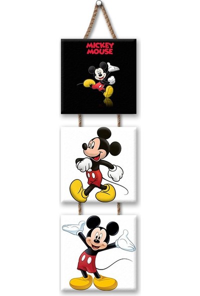 Hero Tasarım Mickey Mouse 3 Parça Ipli Mdf TABLOTLH1091