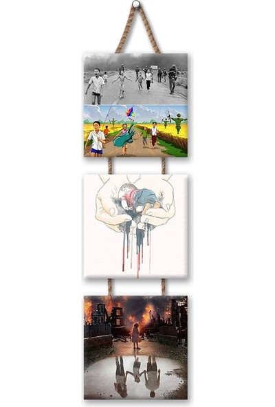 Hero Tasarım Mülteci 3 Parça Ipli Mdf TABLOTLH1119