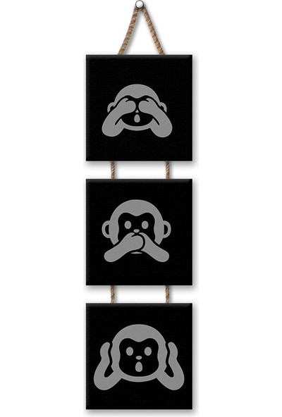 Hero Tasarım 3 Maymun 3 Parça Ipli Mdf TABLOTLH1046