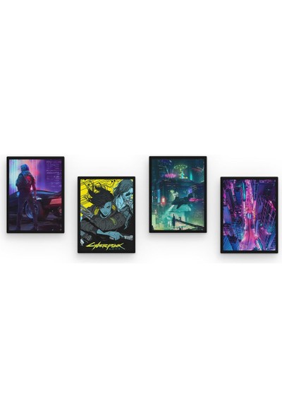 Hero Tasarım Cyberpunk 4 Parça Mdf TABLOSLA588