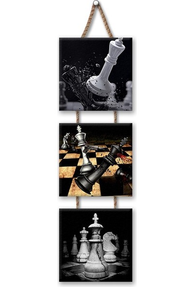 Hero Tasarım Satranç 3 Parça Ipli Mdf TABLOTLH1100