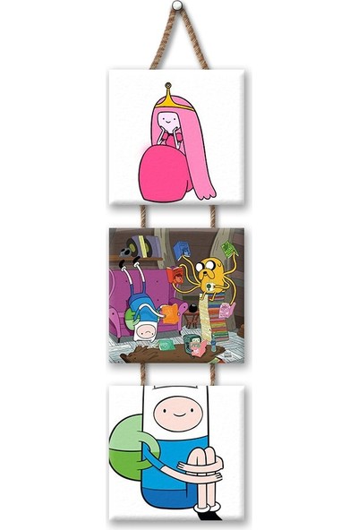 Hero Tasarım Adventure Time 3 Parça Ipli Mdf TABLOTLH2613