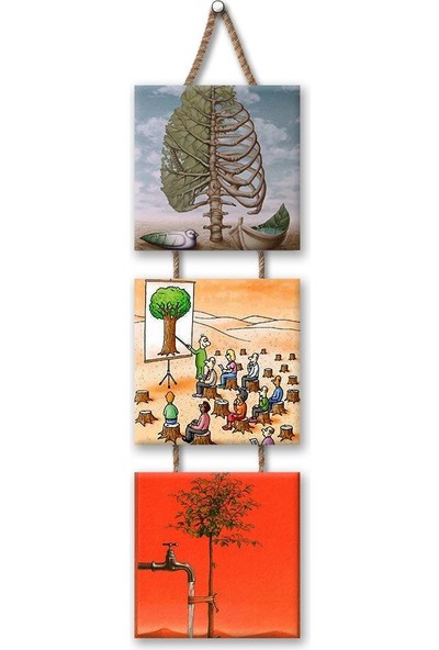 Hero Tasarım Doğa 3 Parça Ipli Mdf TABLOTLH1120