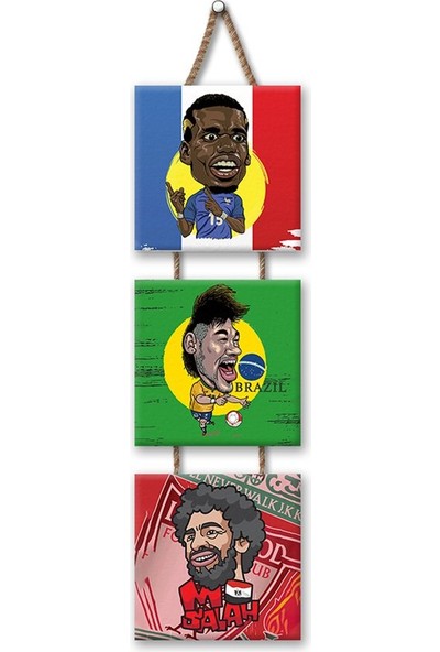 Hero Tasarım Futbolcular 3 Parça Ipli Mdf TABLOTLHT236
