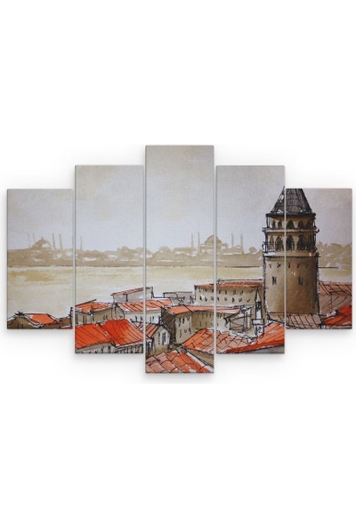 Hero Tasarım Galata Kulesi Türkiye 5 Parça Mdf TABLOTGTB430