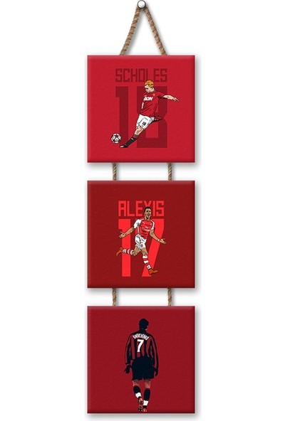 Hero Tasarım Futbolcular 3 Parça Ipli Mdf TABLOTLHT280