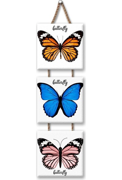 Hero Tasarım Kelebek 3 Parça Ipli Mdf TABLOTLH1049