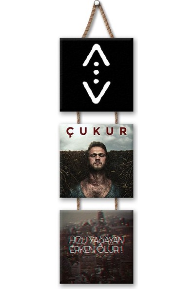 Hero Tasarım Çukur 3 Parça Ipli Mdf TABLOTLHT222