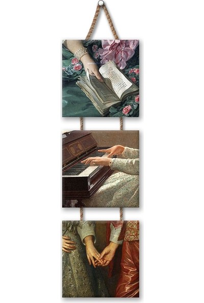 Hero Tasarım Soyut Çizim 3 Parça Ipli Mdf TABLOTLH2654