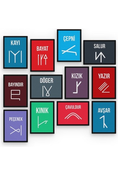 Hero Tasarım Türk Boyları 12 Parça Mdf TABLOTGTB649