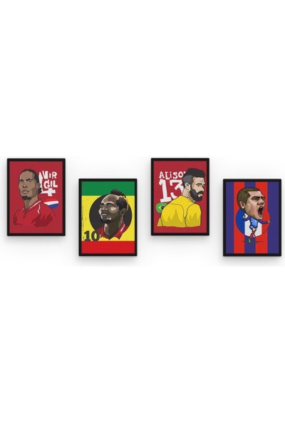 Hero Tasarım Football Players 4 Parça Mdf TABLOTGTB1241