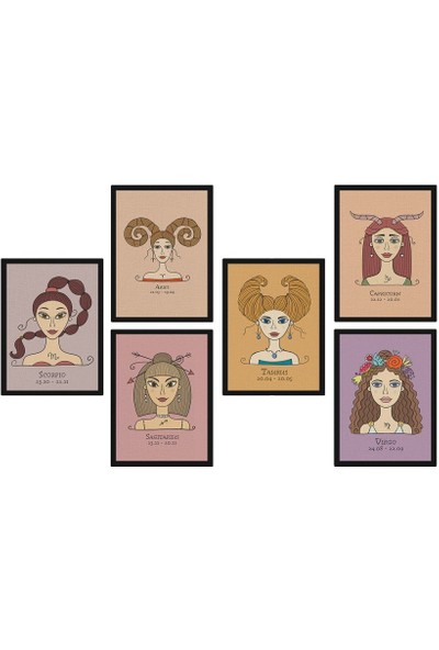 Hero Tasarım Burçlar 6 Parça Mdf TABLOGMZ508