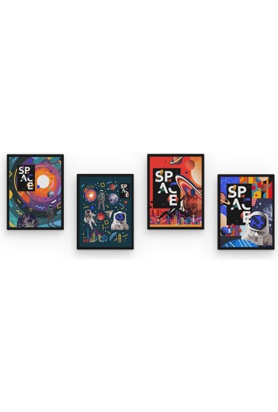 Hero Tasarım Uzay 4 Parça Mdf TABLOTGTB1192