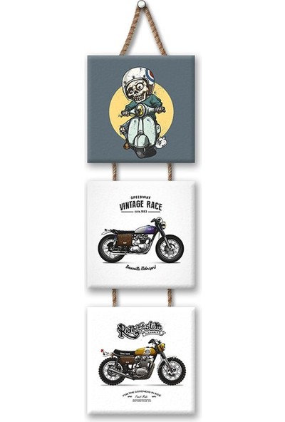 Hero Tasarım Motorsiklet 3 Parça Ipli Mdf TABLOTLHT226