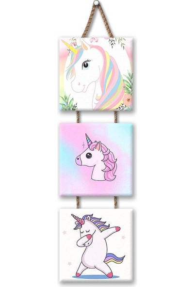 Hero Tasarım Unicorn 3 Parça Ipli Mdf TABLOTLHT186 Hero Tasarım Unicorn 3 Parça Ipli Mdf TABLOTLHT186