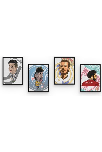 Hero Tasarım Favori Futbolcular 4 Parça Mdf TABLOTGTB1261
