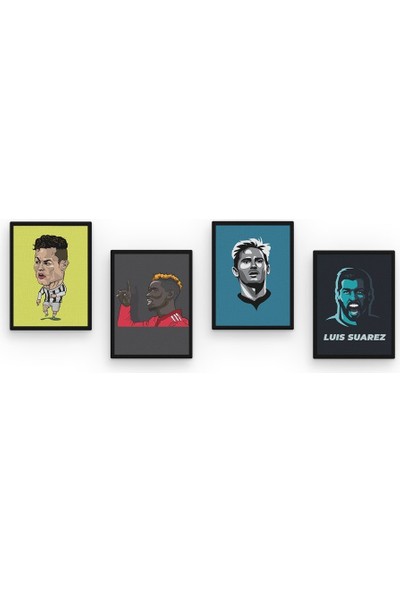 Hero Tasarım Tanınmış Futbolcular 4 Parça Mdf TABLOTGTB1239