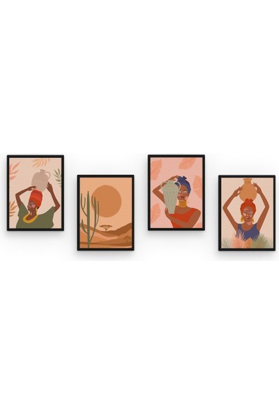 Hero Tasarım Afrika Kadınları 4 Parça Mdf TABLOTGTB1175 Hero Tasarım Afrika Kadınları 4 Parça Mdf TABLOTGTB1175