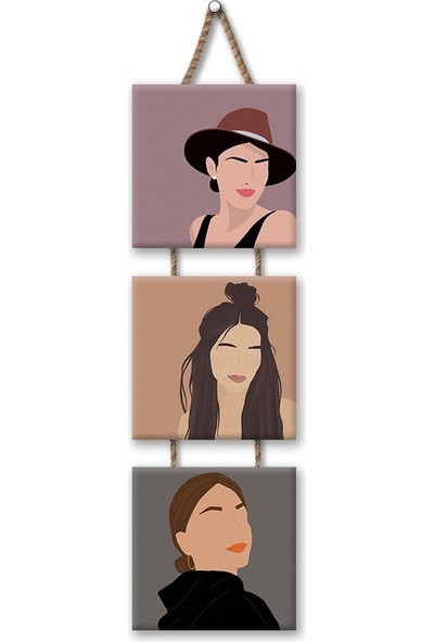 Hero Tasarım Women 3 Parça Ipli Mdf TABLOTLH1560