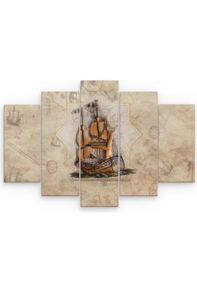 Hero Tasarım Piri Reis Harita 5 Parça Mdf TABLOTGTB546 Hero Tasarım Piri Reis Harita 5 Parça Mdf TABLOTGTB546