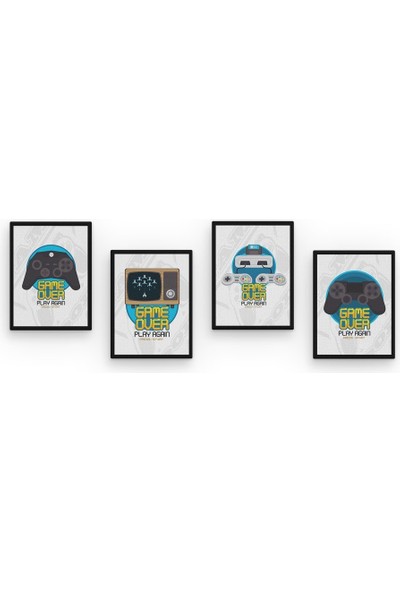 Hero Tasarım Game Over 4 Parça Mdf TABLOTGTB1205