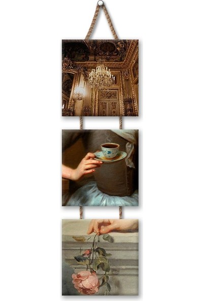 Hero Tasarım Soyut Çizim 3 Parça Ipli Mdf TABLOTLH2652