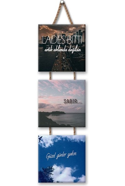 Hero Tasarım Özlü Sözler 3 Parça Ipli Mdf TABLOTLHT177