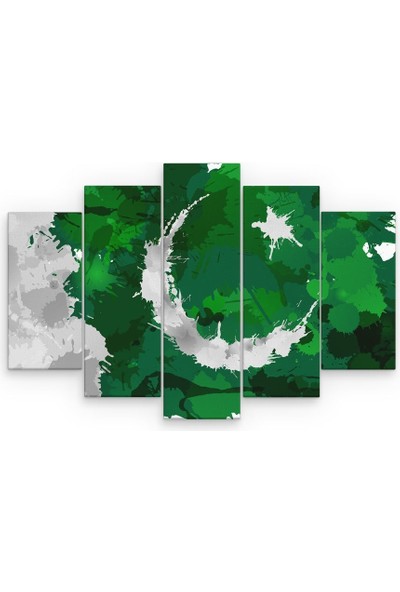 Hero Tasarım Pakistan Bayrağı 5 Parça Mdf TABLOTGTB407 Hero Tasarım Pakistan Bayrağı 5 Parça Mdf TABLOTGTB407