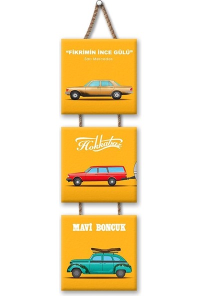 Hero Tasarım Yeşilçam Arabaları 3 Parça Ipli Mdf TABLOTLHT163 Hero Tasarım Yeşilçam Arabaları 3 Parça Ipli Mdf TABLOTLHT163