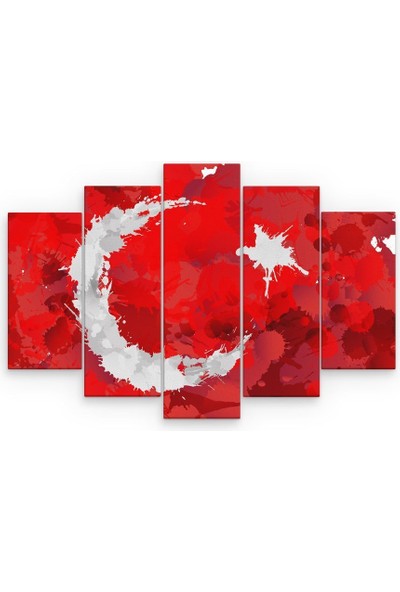 Hero Tasarım Türkiye Bayrağı 5 Parça Mdf TABLOTGTB412