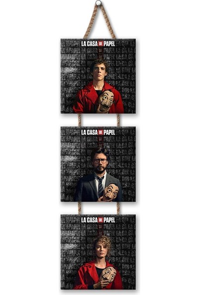 Hero Tasarım La Casa De Papel 3 Parça Ipli Mdf TABLOTLH1506